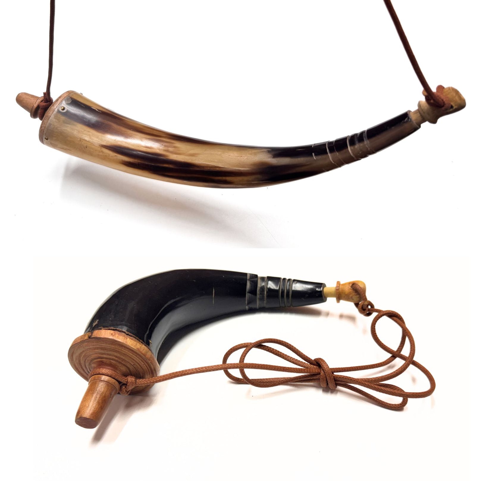 Genuine Water Buffalo Powder Horn — Leather Unlimited