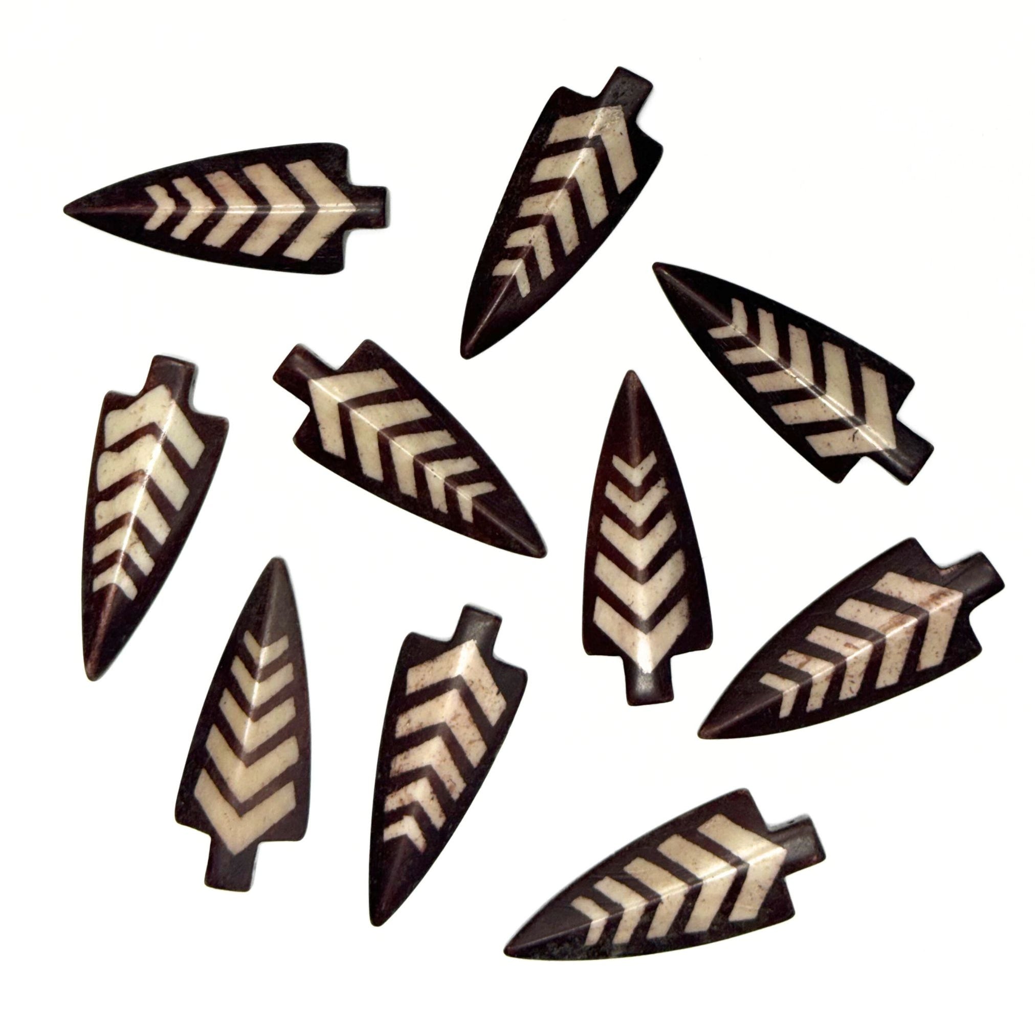 Bone Arrowheads - Native Craft Supplies - White - Black — Leather Unlimited
