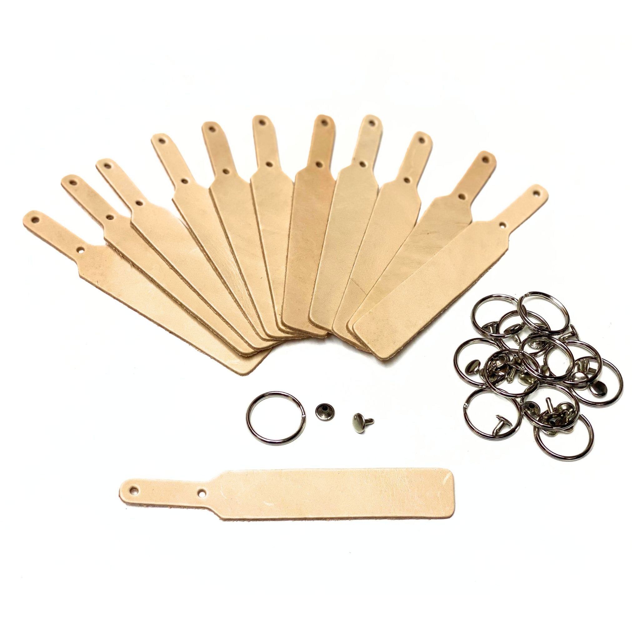 12 Pack DIY Oak Leather Name Tag Kit - Make & Personalize Your Own Key ...