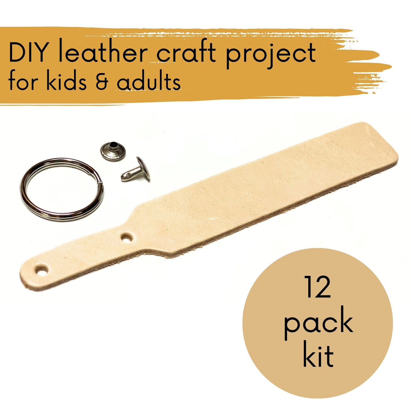 12 Pack DIY Oak Leather Name Tag Kit - Make & Personalize Your Own Key ...