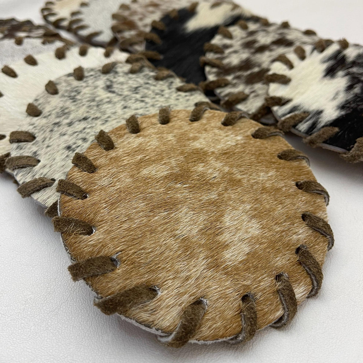 Hair on Cowhide Coasters with Laced Edge - Rustic Western Home Accesso ...