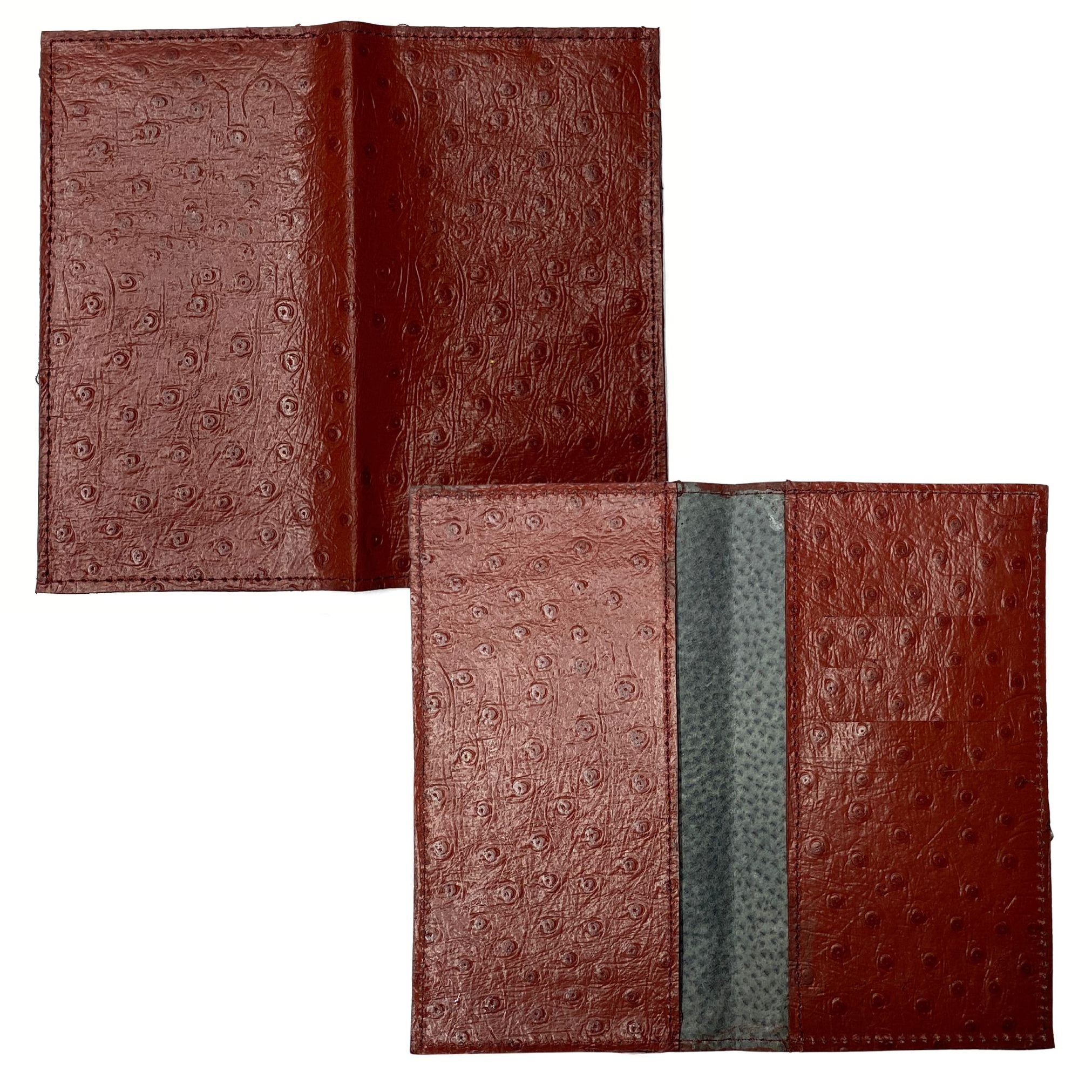 Ostrich Print Leather Checkbook Cover - Leather Wallet Accessory ...