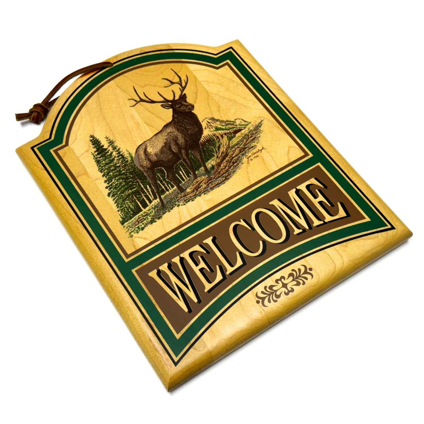 Elk Welcome Sign - Hardwood Home Decor — Leather Unlimited