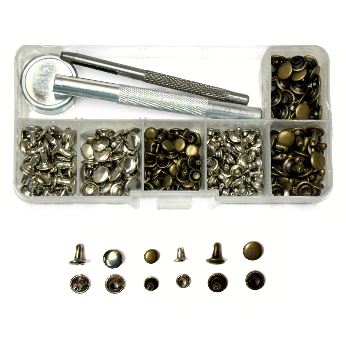 120 Piece Rivet Set with Hole Punch, Rivet Setter, and Storage Case ...