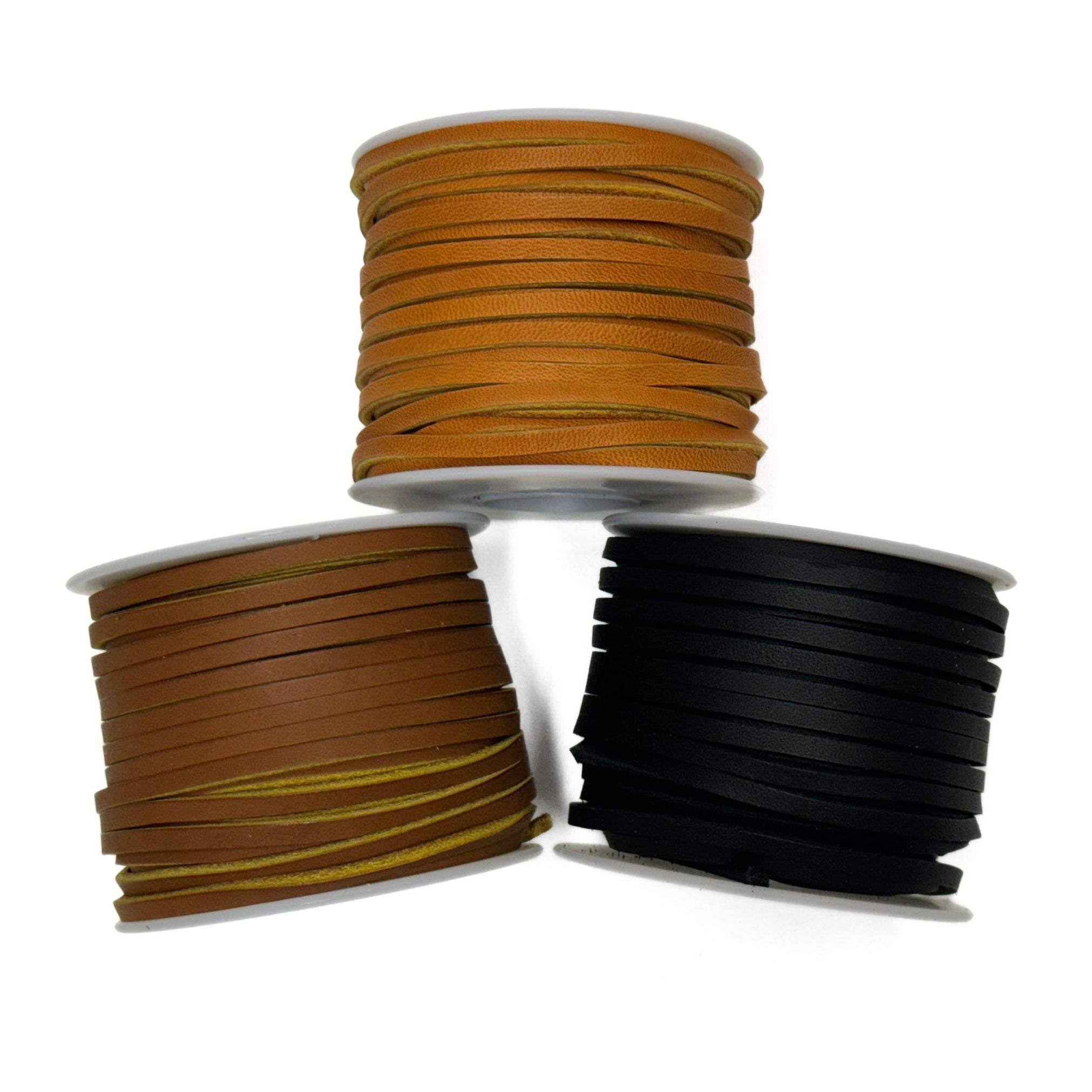 Black, Brown and Chieftain Latigo Lace 50 ft Spools — Leather Unlimited