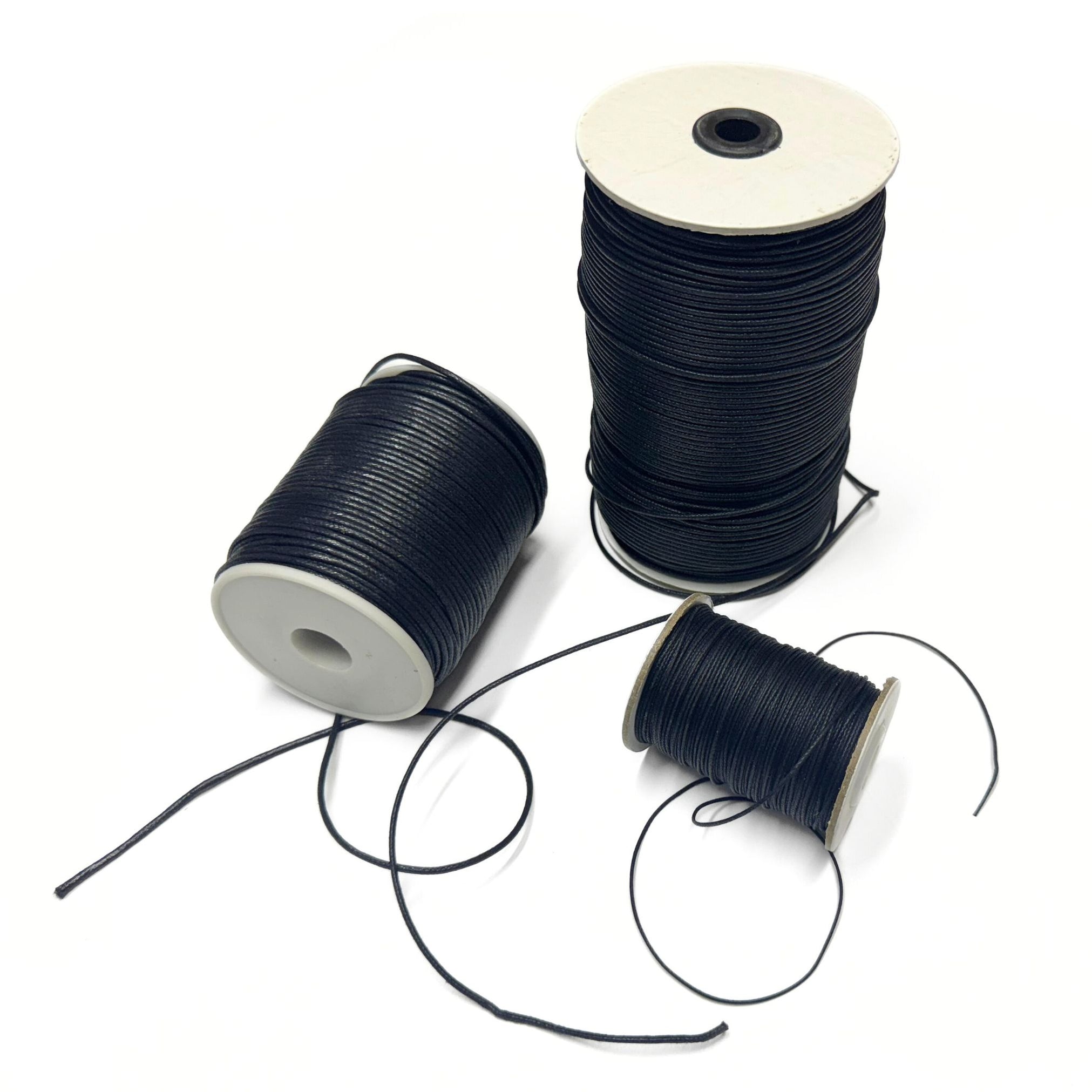 Black Waxed Cotton Cord Lace Spool - 1mm x 100 yards - 2mm x 100 yards ...