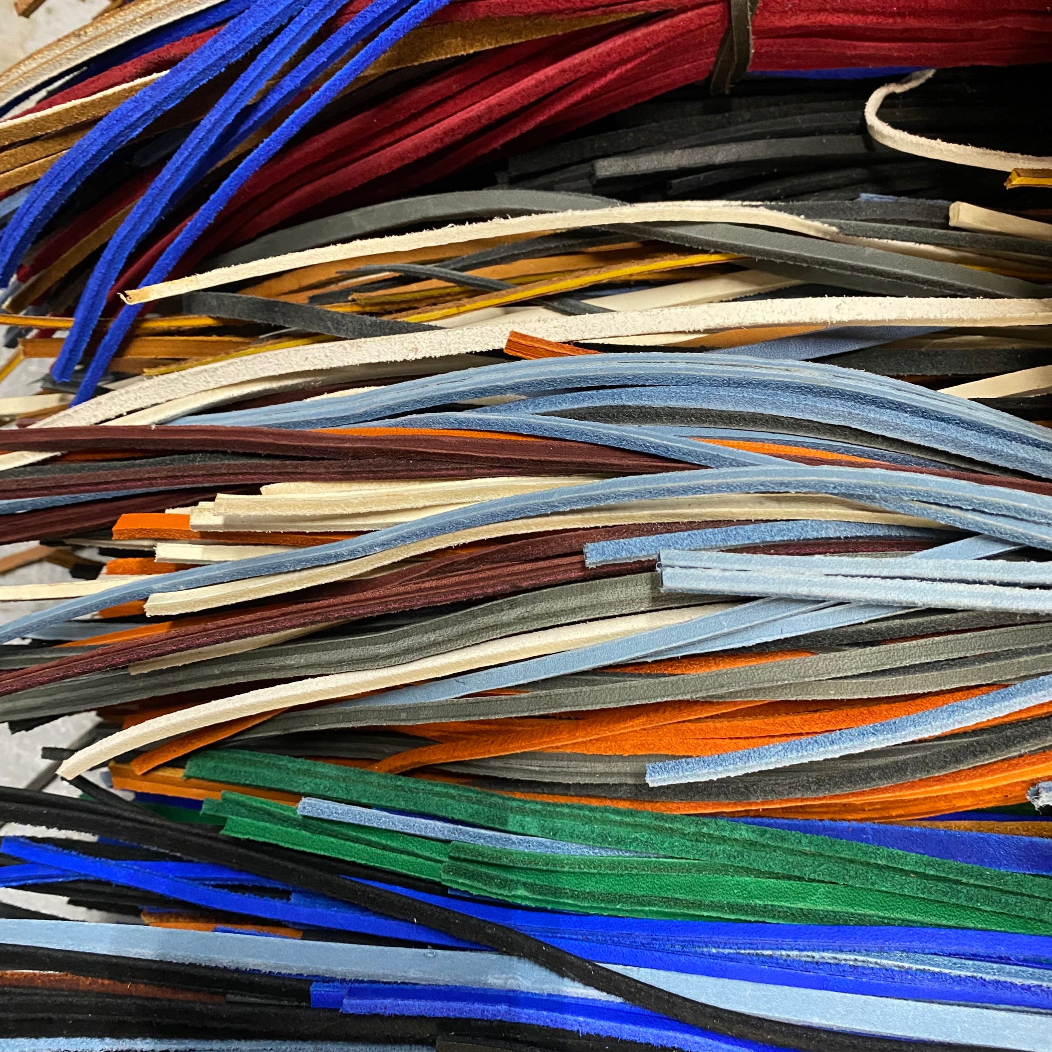 1 lb Leather Lace Bundles in 1/8", 1/4" and 3/16" - Assorted Colors ...