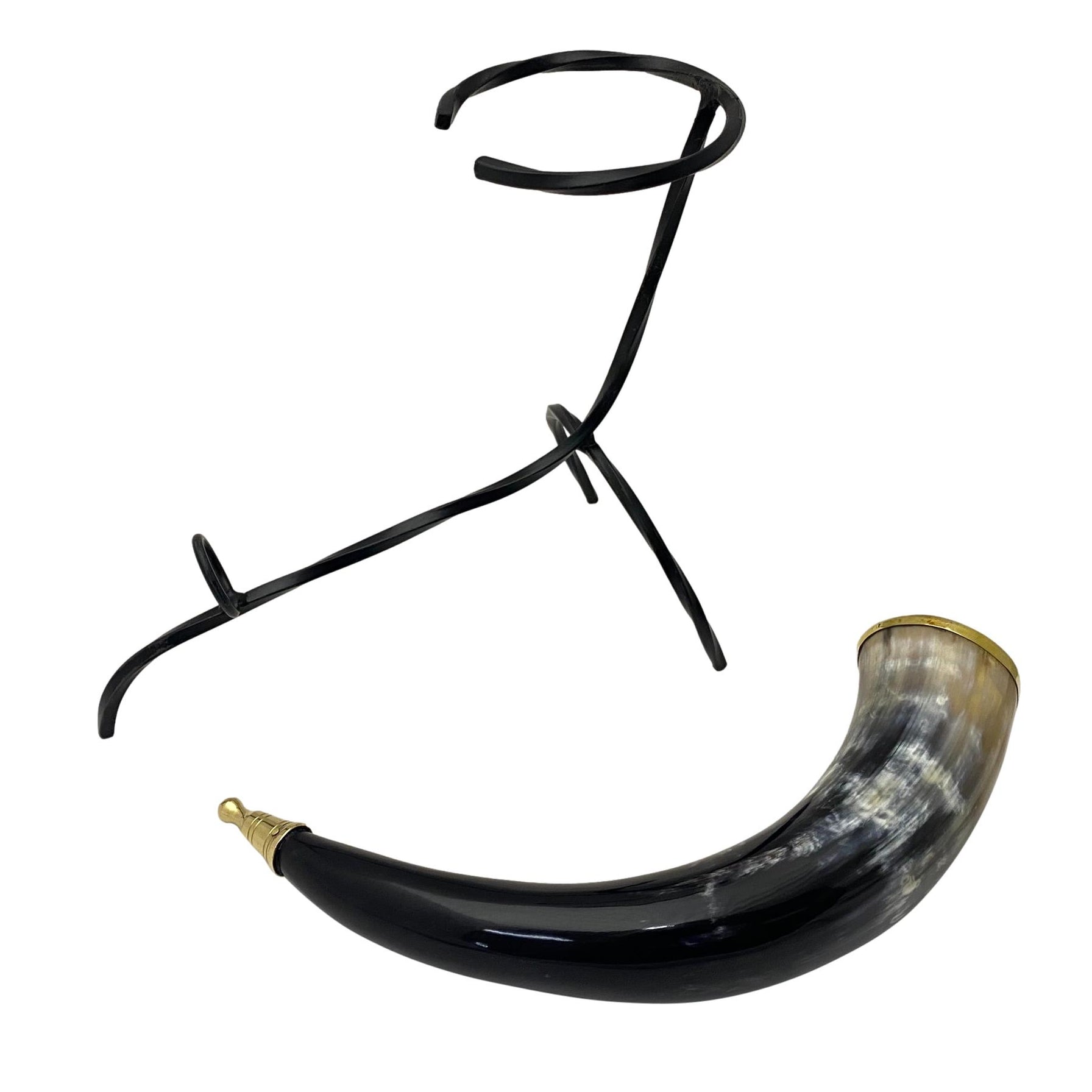 Authentic Buffalo Horn with Brass Accent and Iron Stand - 12" Viking D ...