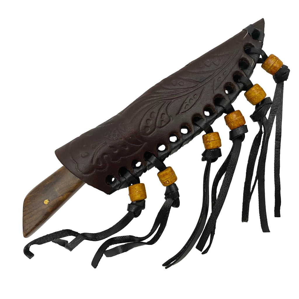 Stag Wood Patch Knife with Leather Sheath | Leather Unlimited