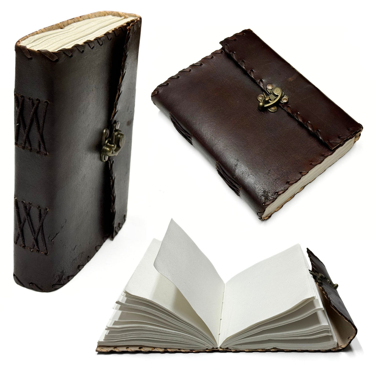 Plain Leather Journal with Lock - 5" x 7" Leather Writing or Drawing B ...