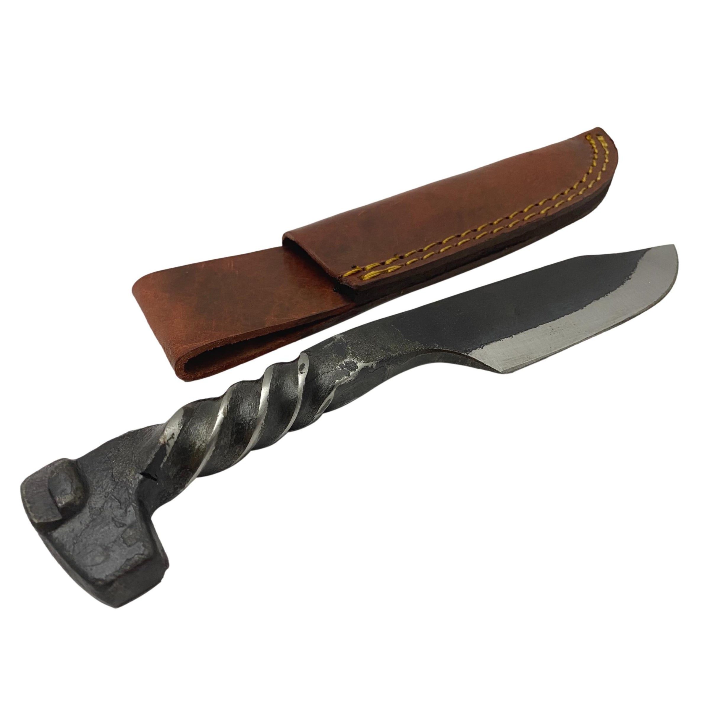 Twisted Railroad Spike Carbon Steel Knife — Leather Unlimited