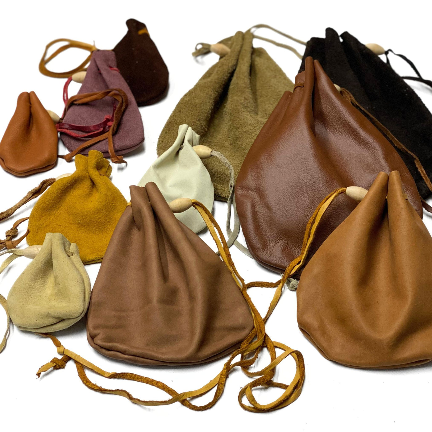 Leather Drawstring Pouch - Suede or Grain Keepsake Holder Bag — Leather ...