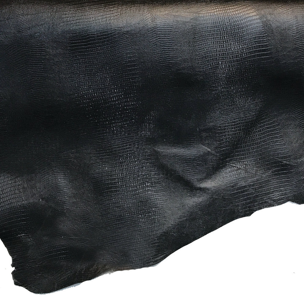 Lizard Print Black Lining Leather Hide - 2 oz Cowhide Split - 8-13 Squ ...