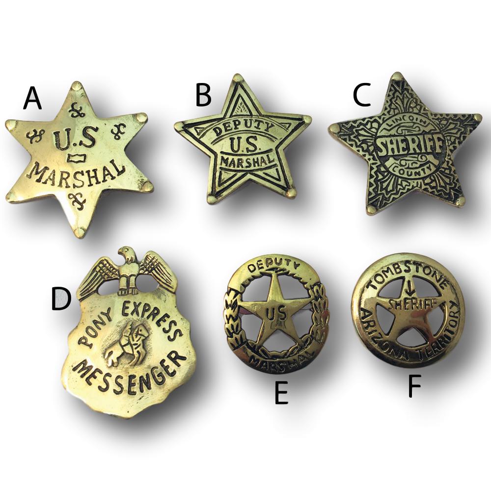 Medium Western Brass Badges — Leather Unlimited