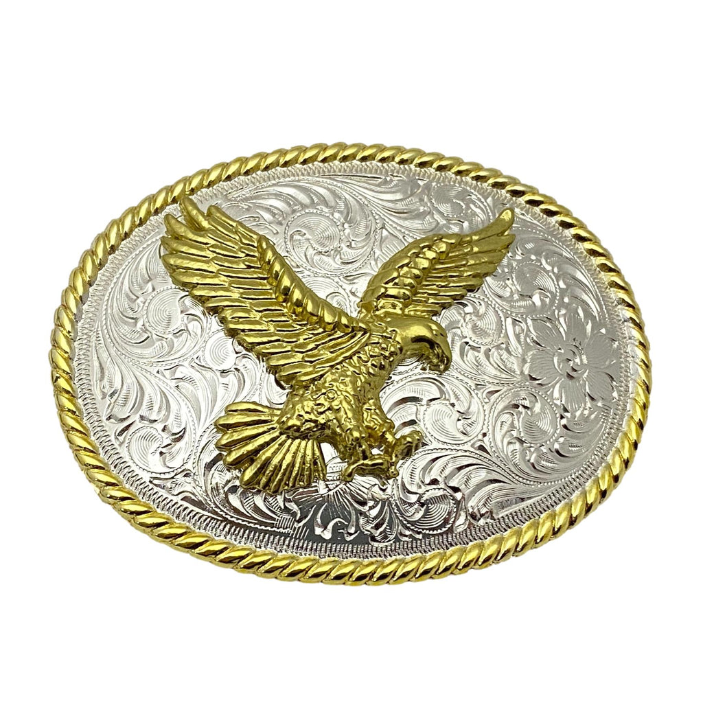 Two-toned Gold & Silver Eagle Trophy Belt Buckle | Leather Unlimited