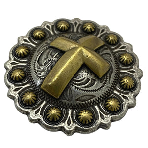 4 Pack Two Toned Christian Cross Berry Gold Screw Back Concho - 1 3/4 ...