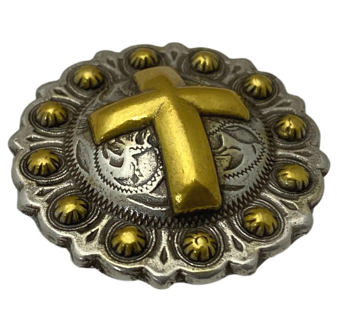 4 Pack Christian Cross Gold Screw Back Conchos - 1 1/4
