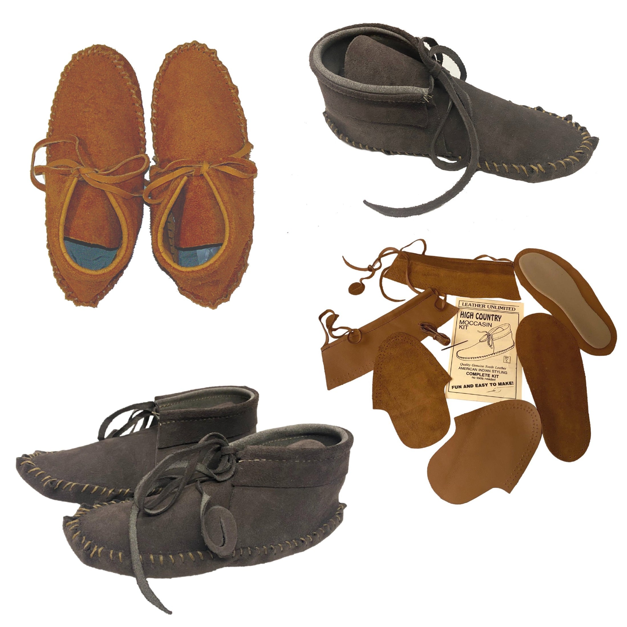 High Country Handmade Moccasin Leather Craft Kit - Make Your Own Mocca ...