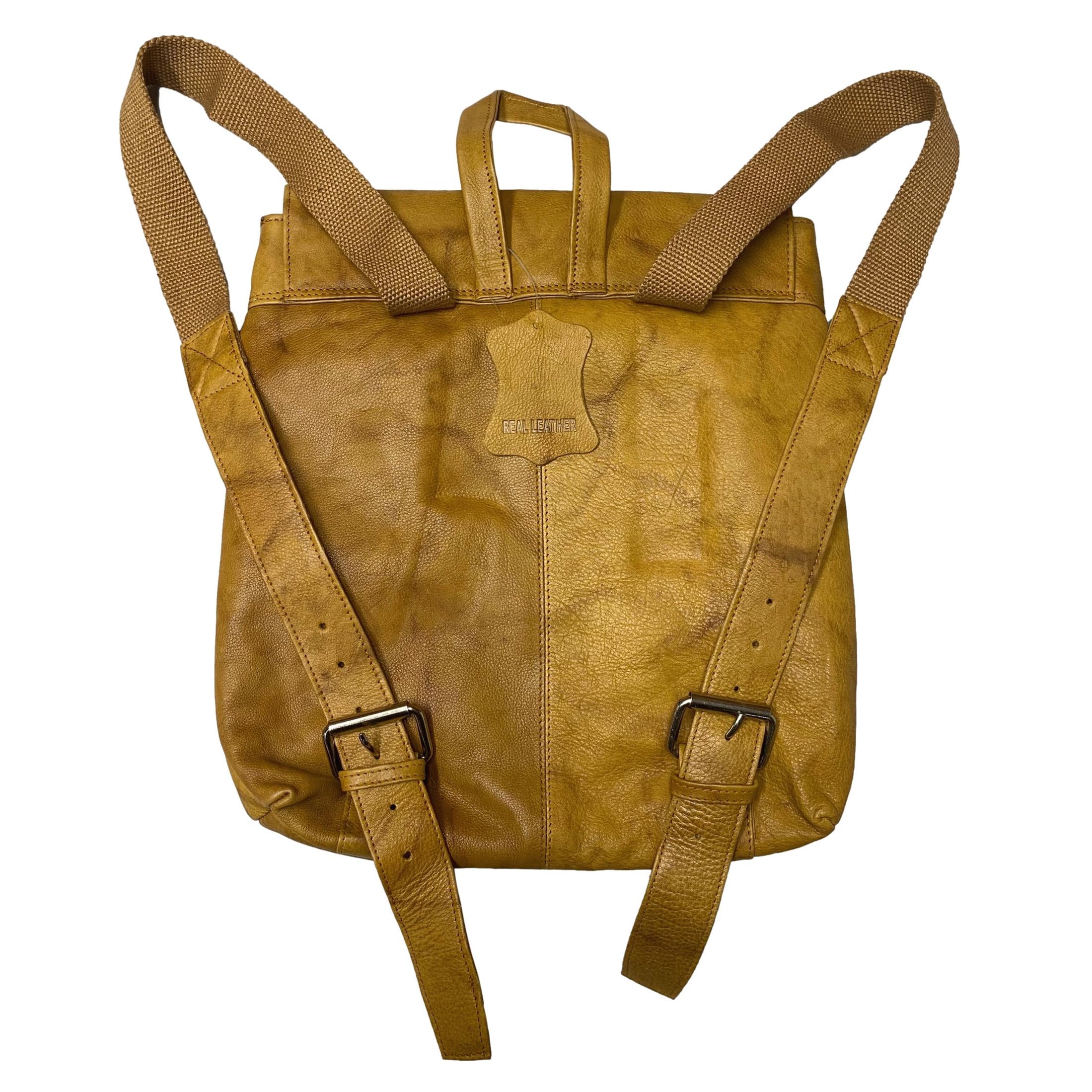 Leather Flap Over Backpack - Casual Travel Bag - Tan — Leather Unlimited
