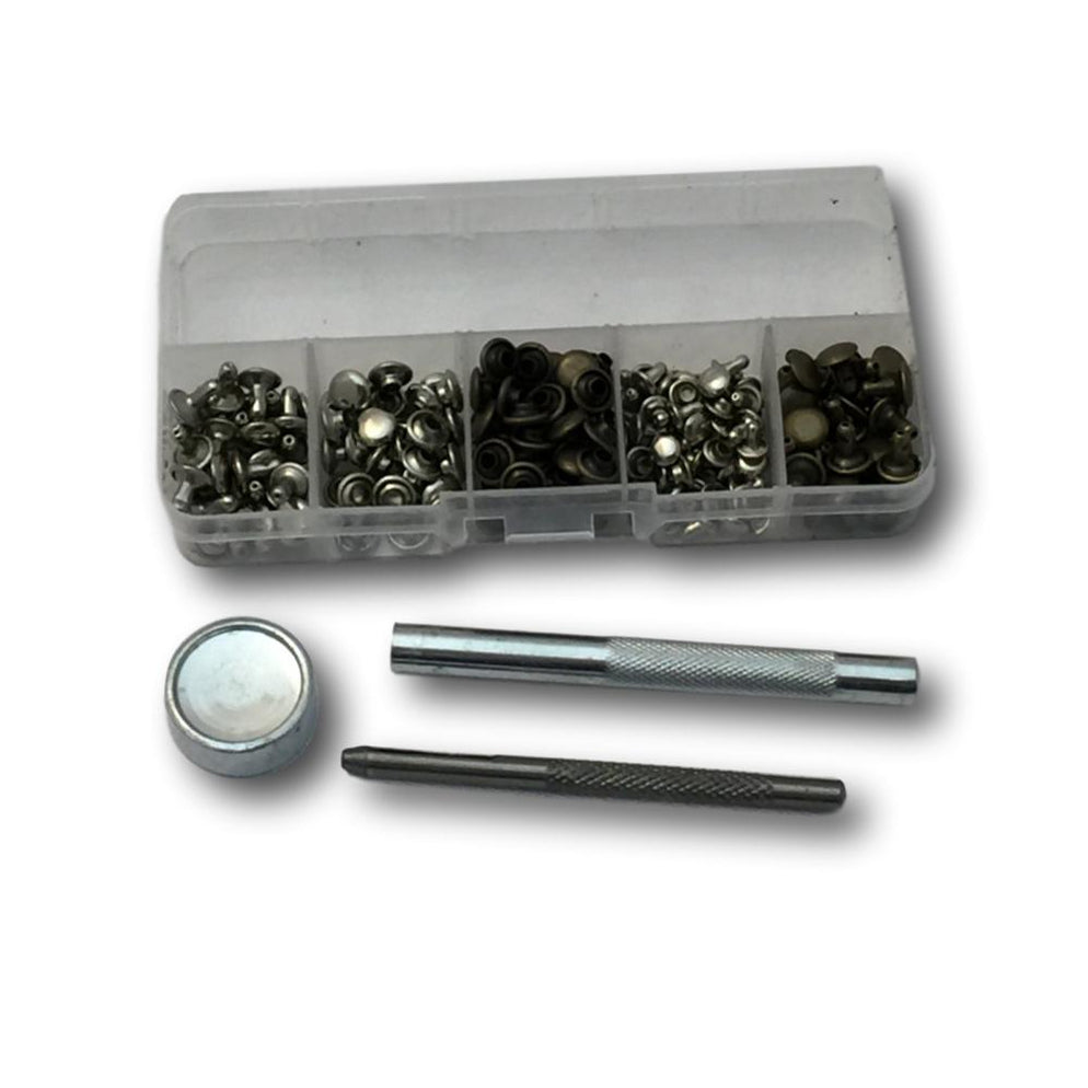 120 Piece Rivet Set with Hole Punch, Rivet Setter, and Storage Case ...