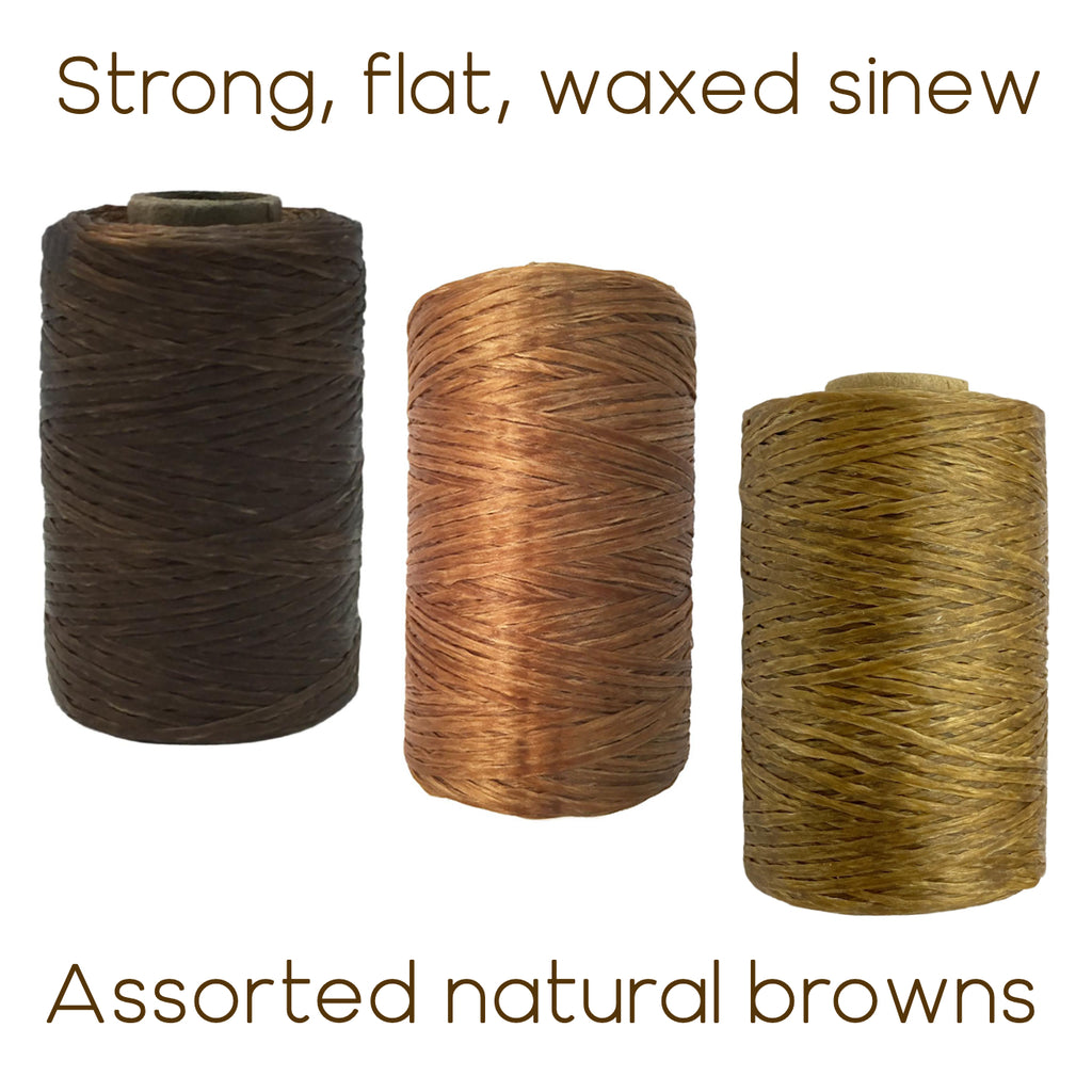 Natural Simulated Sinew Spool - 300 yards - Varied Browns | Leather ...
