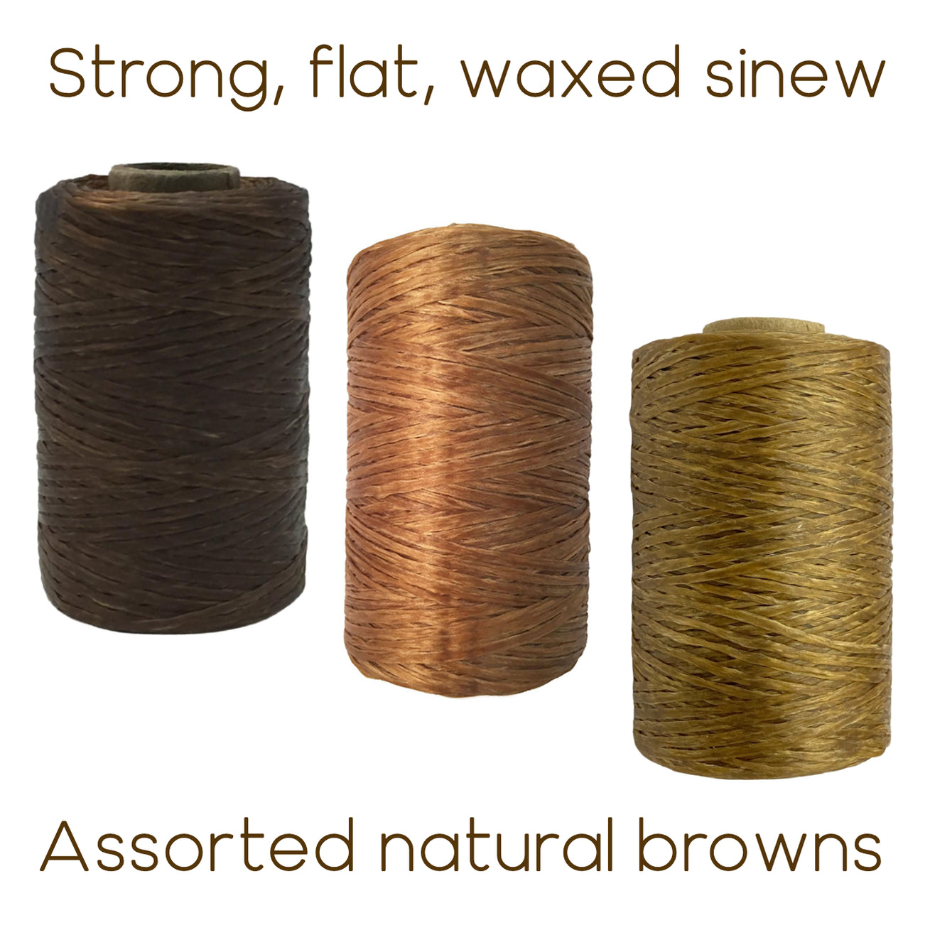 Natural Simulated Sinew Spool - 300 yards - Varied Browns — Leather ...