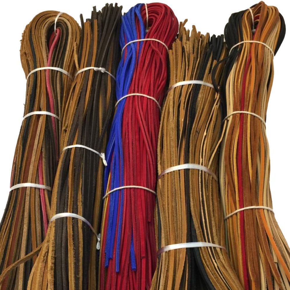 1 lb Leather Lace Bundles in 1/8", 1/4" and 3/16" - Assorted Colors ...