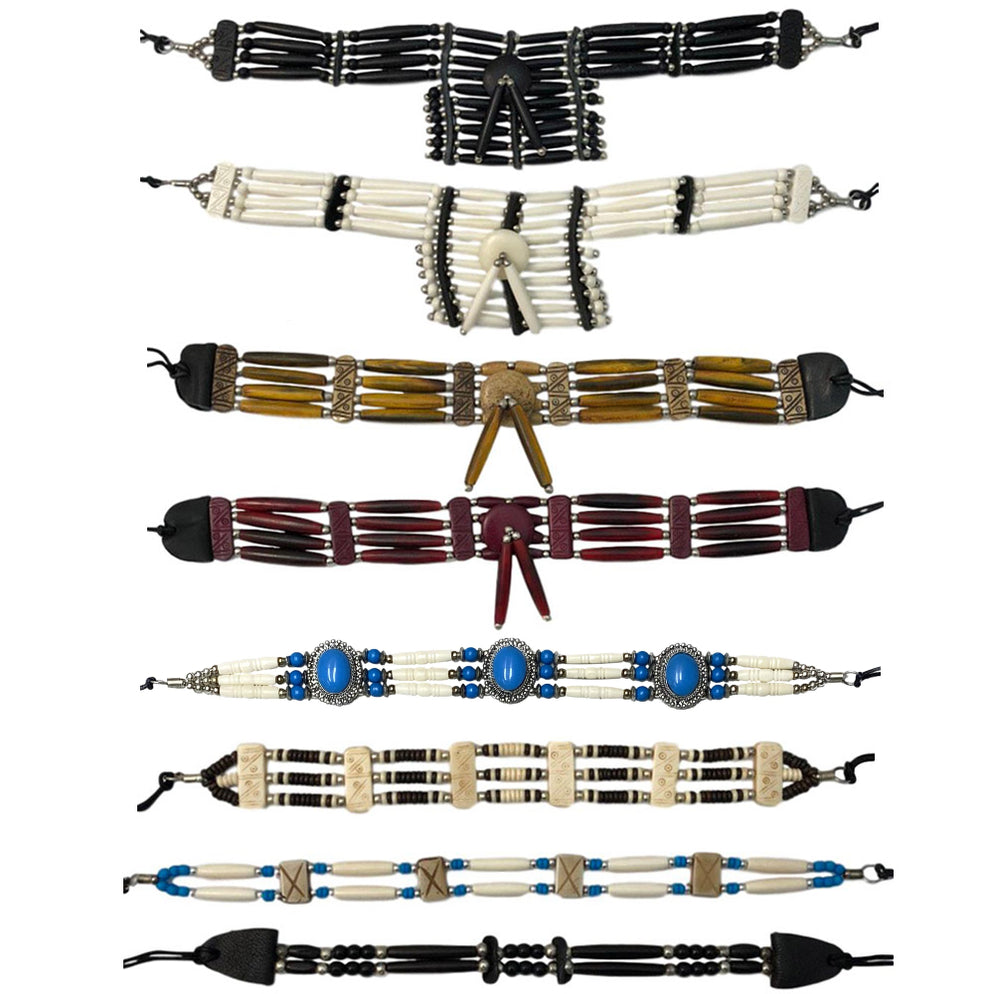 Native Style Adjustable Bone Choker Necklaces — Leather Unlimited